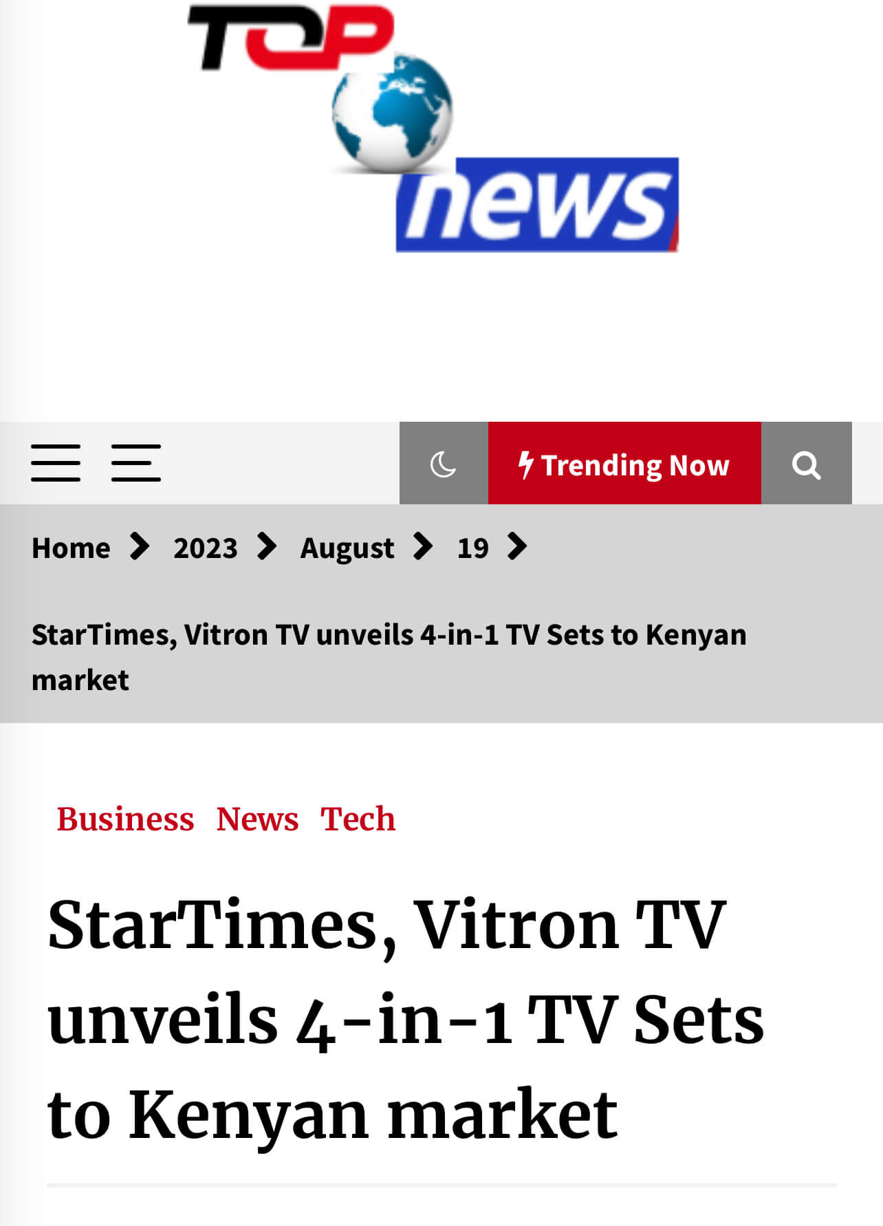 StarTimes Inside在肯尼亚成功发布 – 四达时代